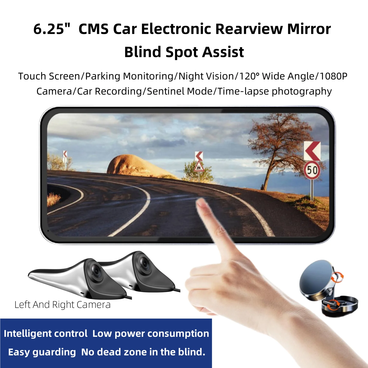 6-25-HD-Car-Electronic-Rearview-Mirror-Blind-Spot-Assist-2-Cameras ...