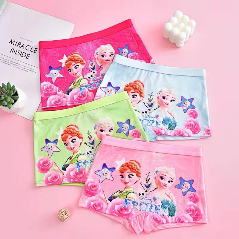 4Pcs/set Disney Elsa Kids Girl Underwear Anna Princess Cartoon Milk ...