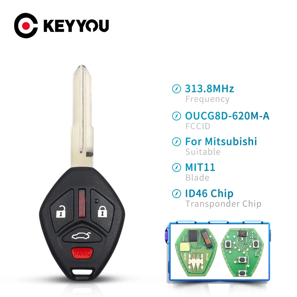 Keyyou Keyless Entry Remote Key Fob For 2007-2012 Mitsubishi Galant ...