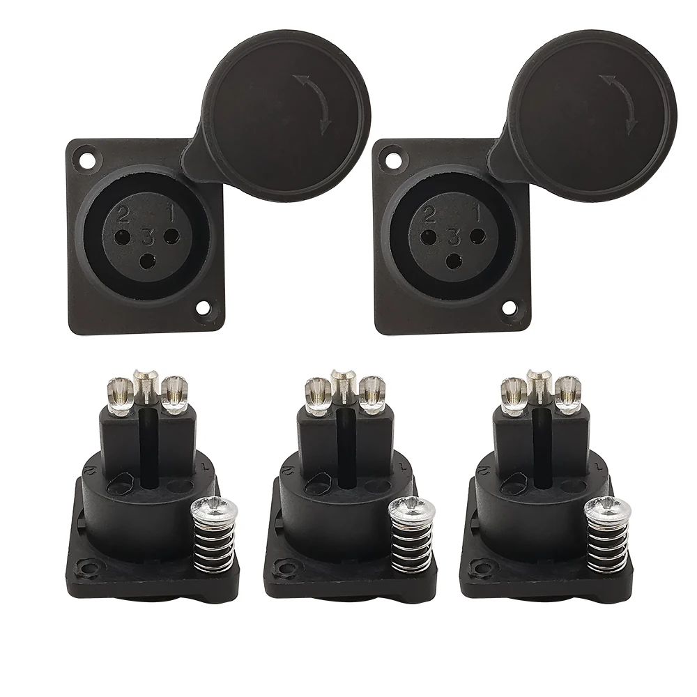 5Pcs/lot Black 3 Pin XLR Connector 3 Pole XLR Female Socket Panel Mount ...