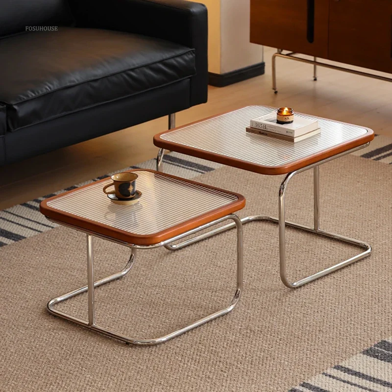 Japanese Stainless Steel Retro Coffee Table for Living Room Square Low ...