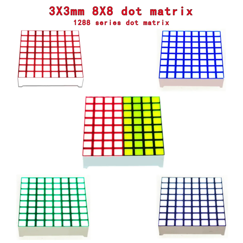 10pcs square 3mm 8x8 dot matrix 1288 series dot matrix screen ...