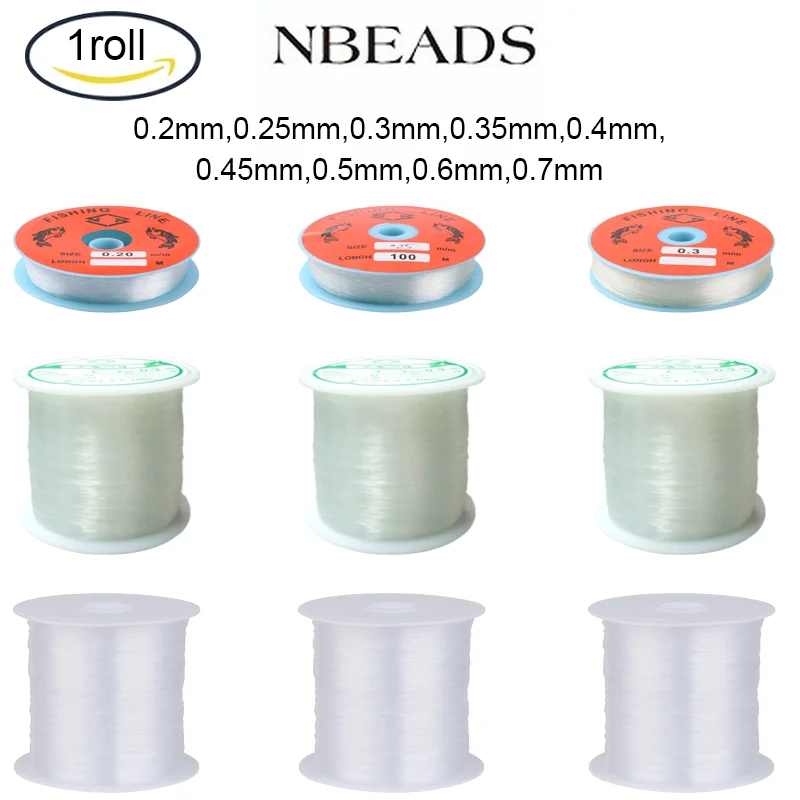 1Roll 0.2-0.7mm Fishing Line For Beads Wire Clear Non-Stretch Nylon ...
