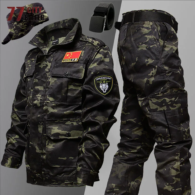 Camouflage-Military-Tactical-Sets-Men-Multi-Pockets-Wear-resistant ...