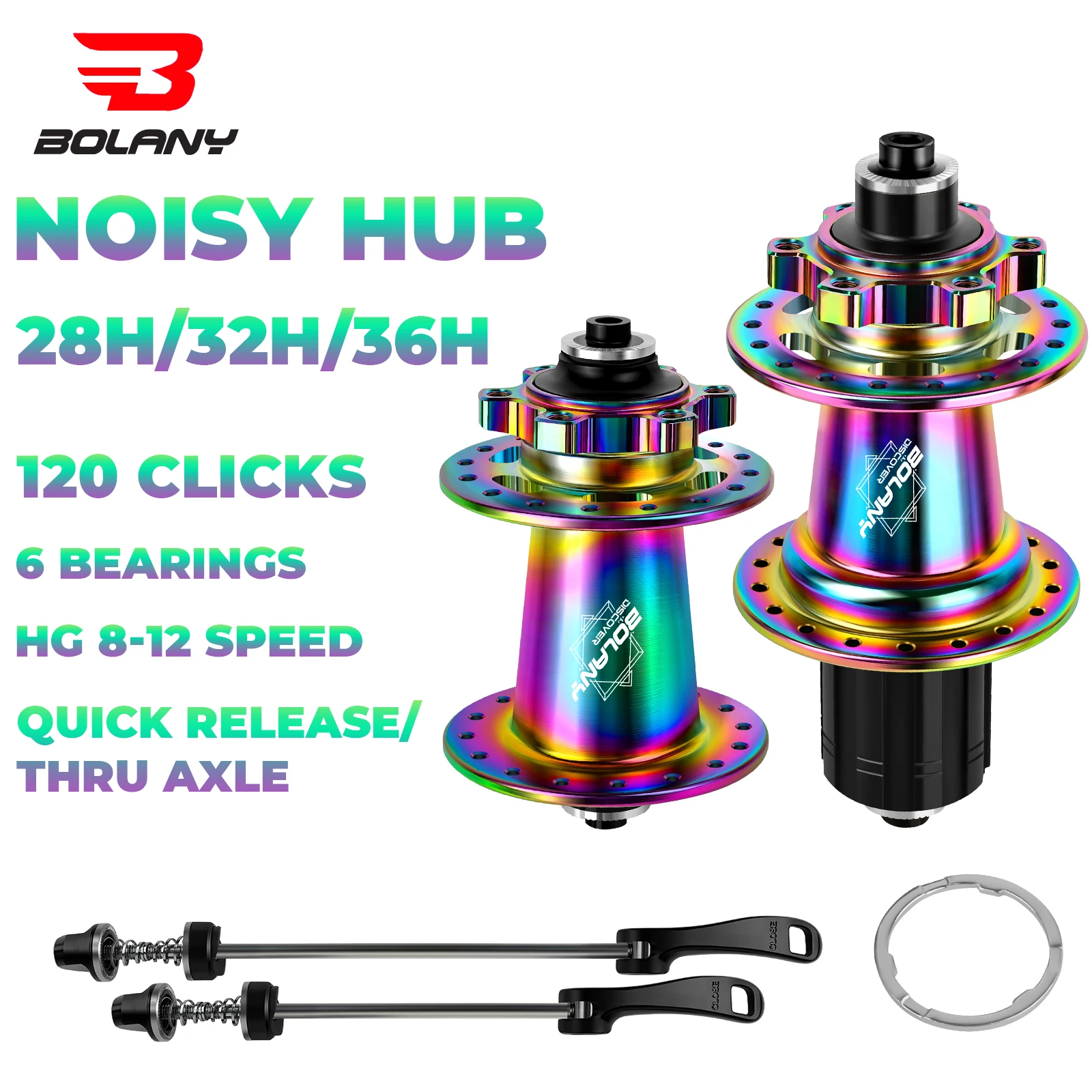 BOLANY Bike Hub 28 32 36 Hole Rear 4 Bearing 120 Click Hub Ultra ...