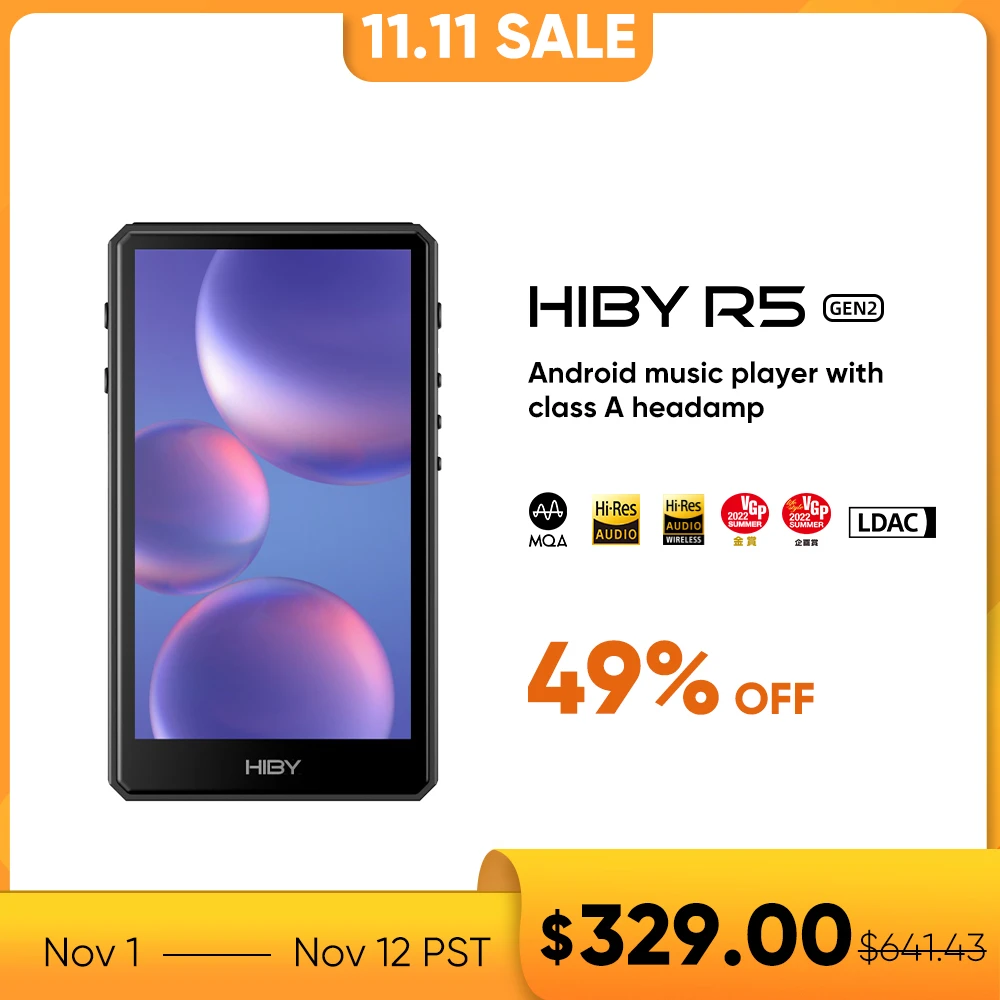 Hiby R5 Gen 2/r5 Ii Android Hifi Hires Portable Music Player Dual Es9219c Bluetooth Mqa 16x Usb ...