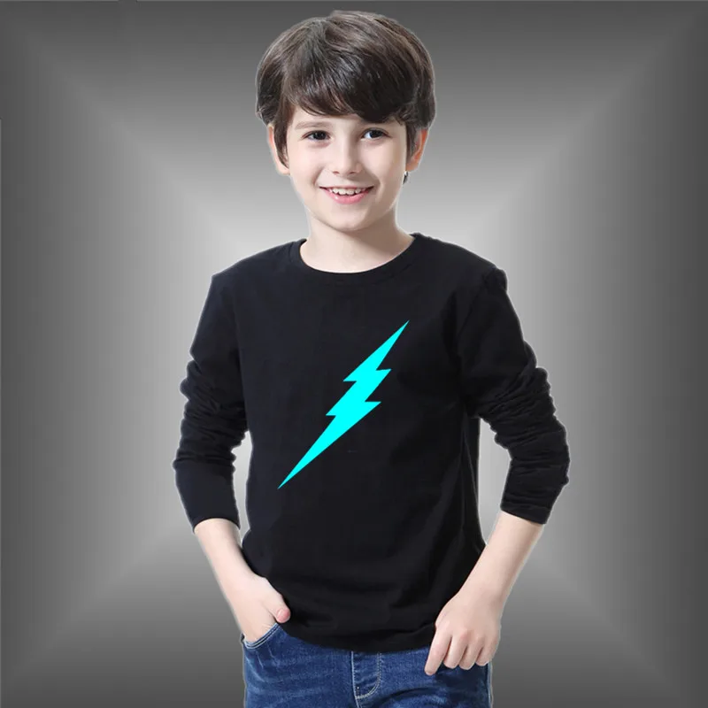100cm-160cm Children boys Luminous t shirt kids Long sleeves tops Hip ...