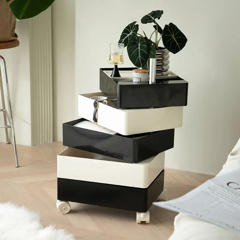 Nordic 360 Rotating Cabinet Movable Bedside Table Sofa Side Cabinet ...