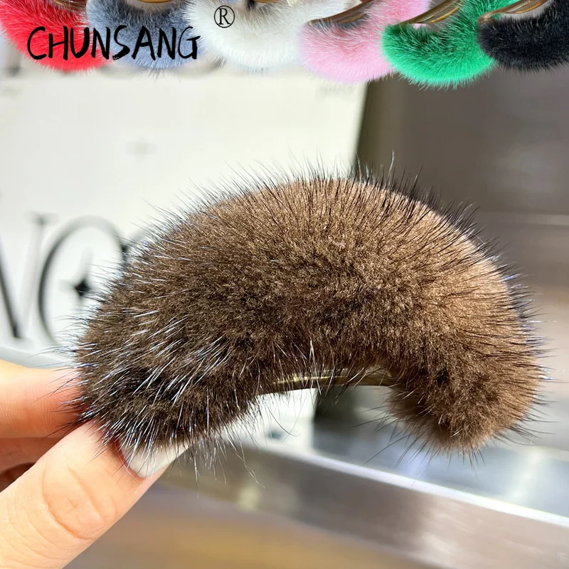 1Real-Mink-Fur-Ponytail-Hair-Claws-Hair-Pins-Clips-Headwear-Shark-Clip ...