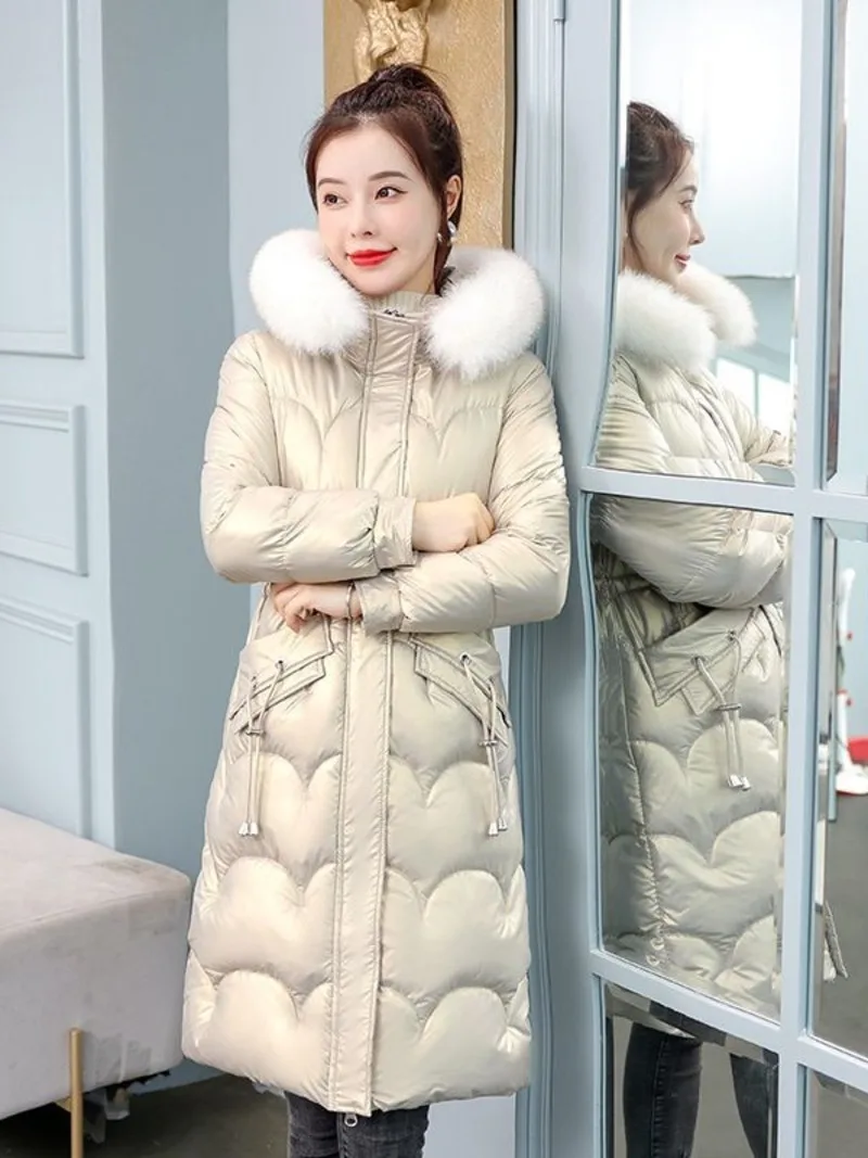 2023 New Winter Jacket Parkas Women Coat Fur Collar Hooded Overcoat Female Jacket Thick Warm ...