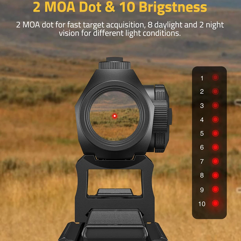 Co-witness Riser Sight 2MOA Red Dot Sight With Motion Wake - 1x20mm ...