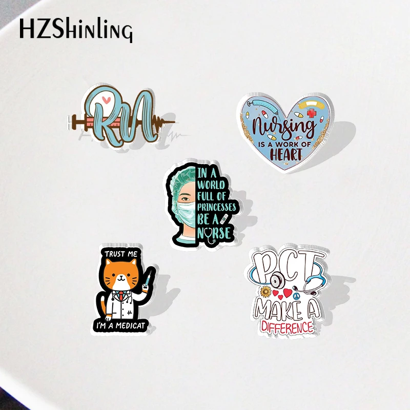 Cartoon-RN-Nurse-Day-Acrylic-Collar-Pin-Pattern-Anime-Acrylic-Lapel ...