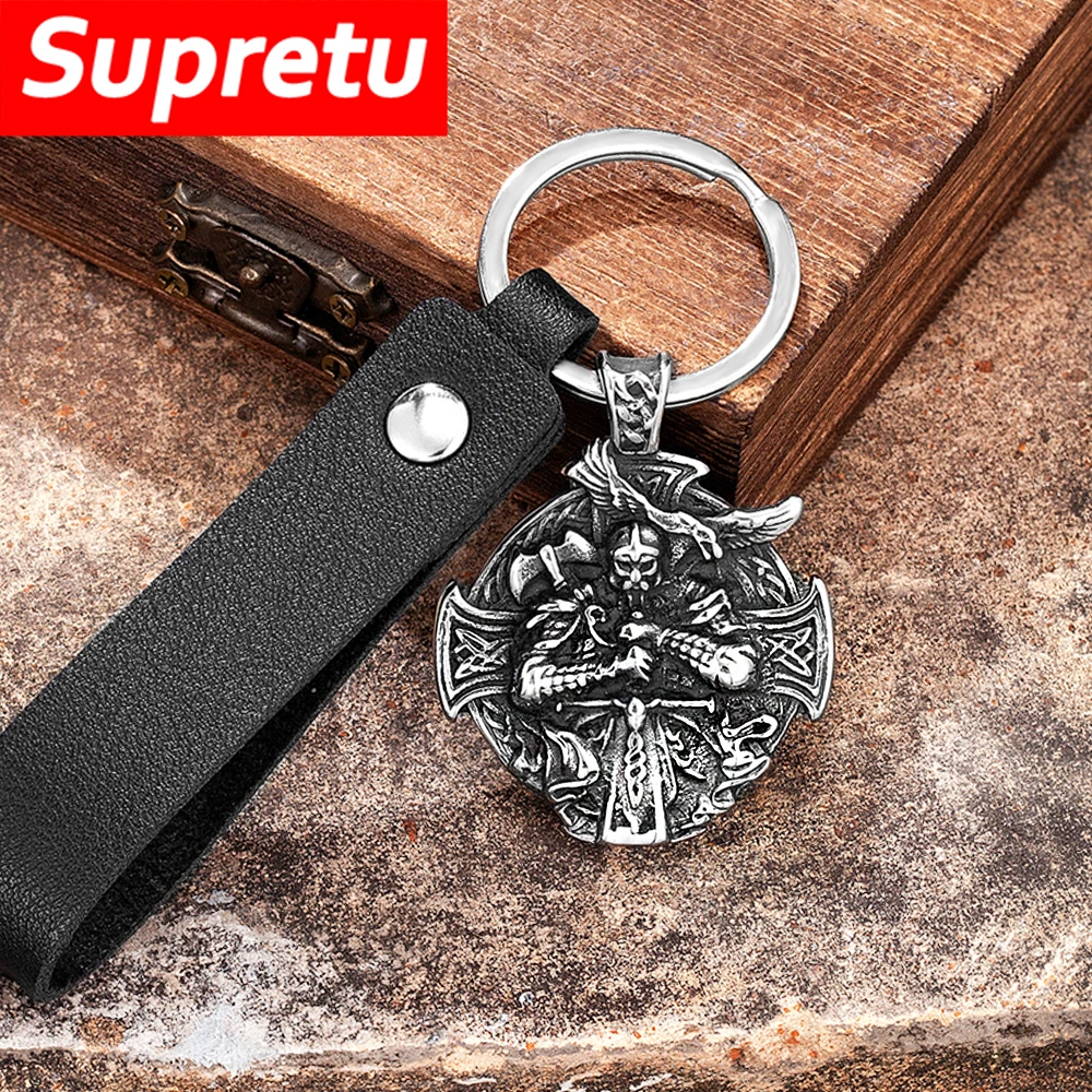 Vintage-Norse-Odins-Raven-Keychain-Viking-Knight-Cross-Pendant-Amulet ...