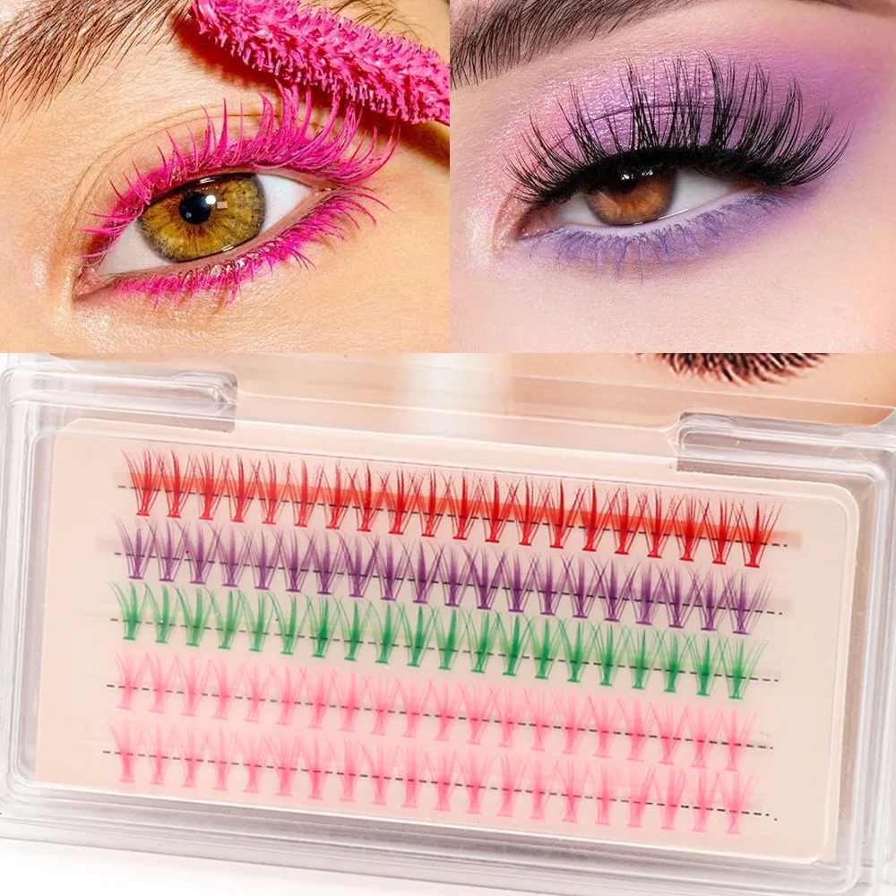 Blue-Purple-Mix-Colored-Lashes-Cluster-Eyelash-Extension-Natural-Long ...