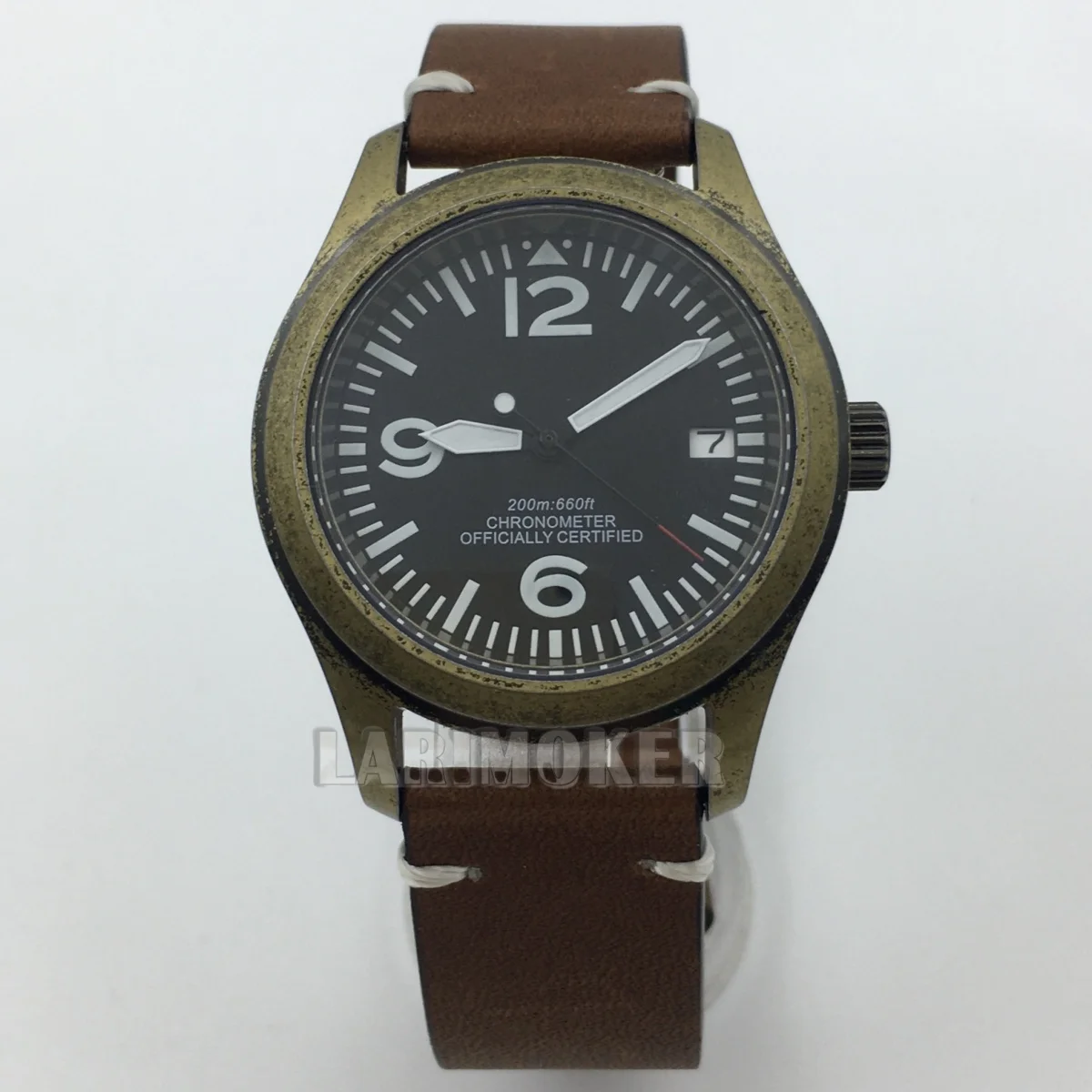 36mm/39mm pilot watch retro bronze case domed sapphire glass 100-meter ...