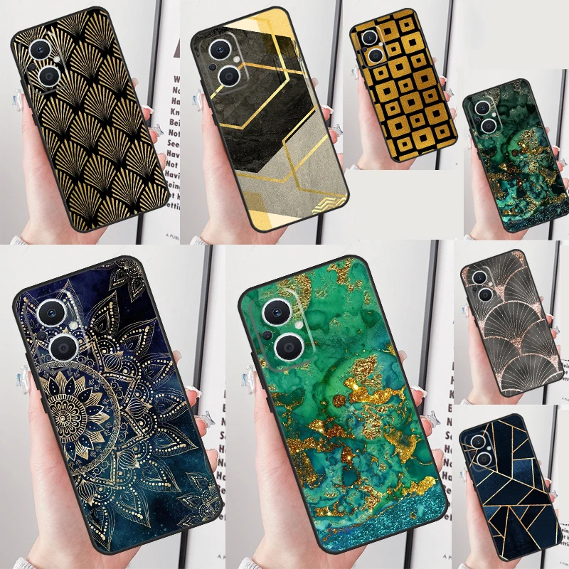 Luxury Gold Foil Art Phone Case For OPPO Reno 13 12 F 11 11F 8T 7 8 10 ...
