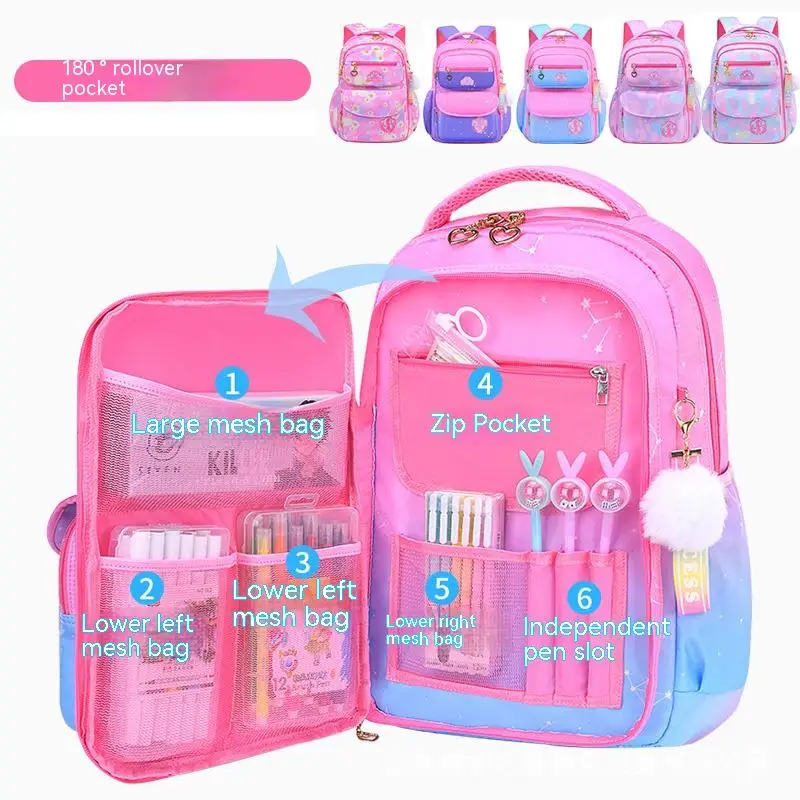 Orthopedic-Primary-School-Bags-for-Girls-Gradient-Color-Grades-1-3-6 ...