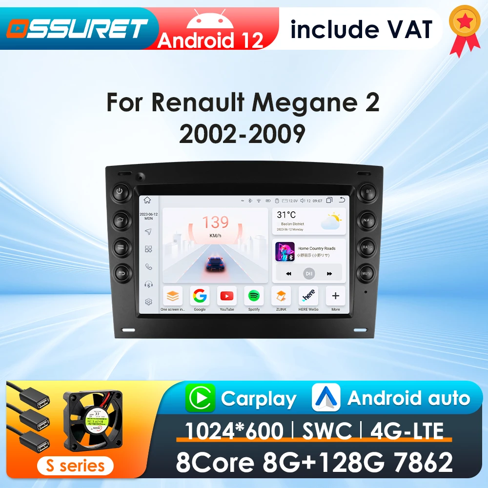 Radio inalámbrica CarPlay para coche Android Auto para Renault Megane 2 ...