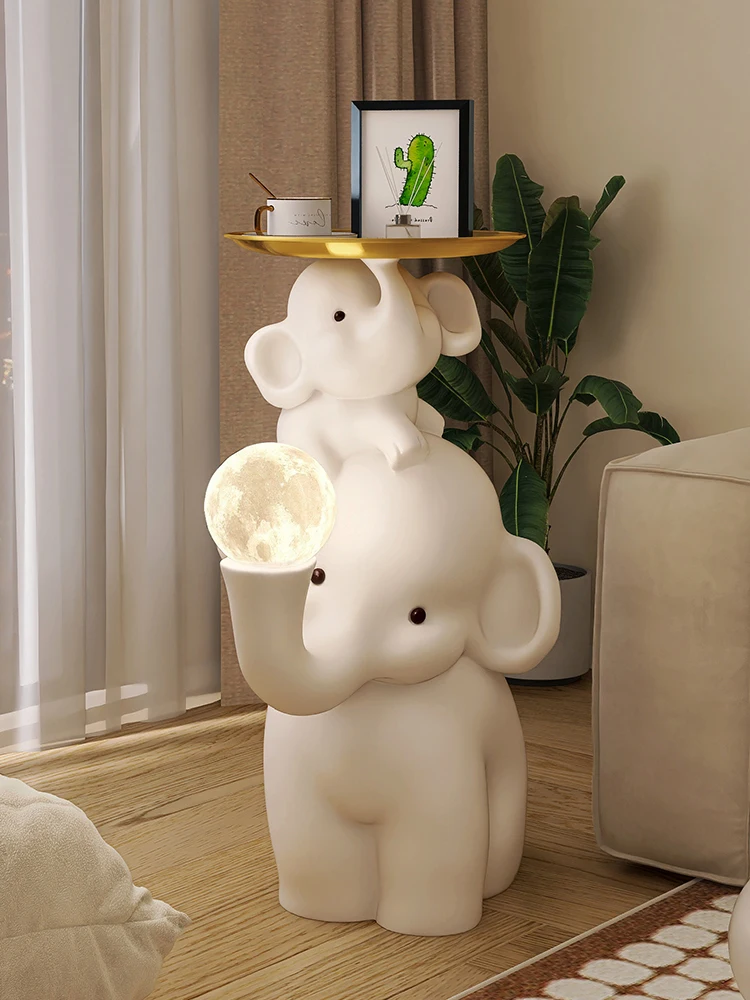 Home-Decor-Parent-Child-Elephant-Statue-Side-Table-Living-Room-Large ...