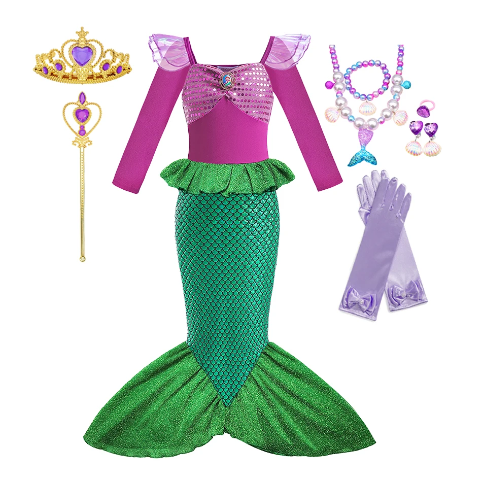 Disney Girl Little Mermaid Ariel Costume Halloween Kids Dress For Girls ...