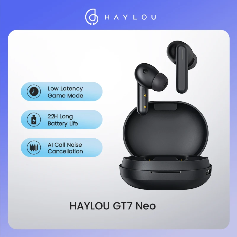 HAYLOU GT7 Neo TWS Wireless Earbuds Bluetooth5.2 Smart Touch Control Headphone 22H Battery Life ...