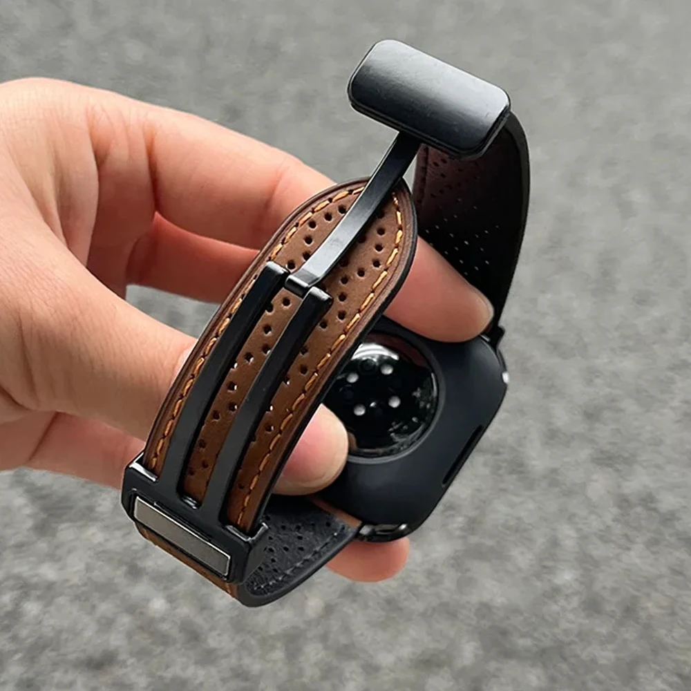 Open-worked-Leather-Strap-for-Apple-Watch-S8-Ultra-2-and-Correa-iWatch ...