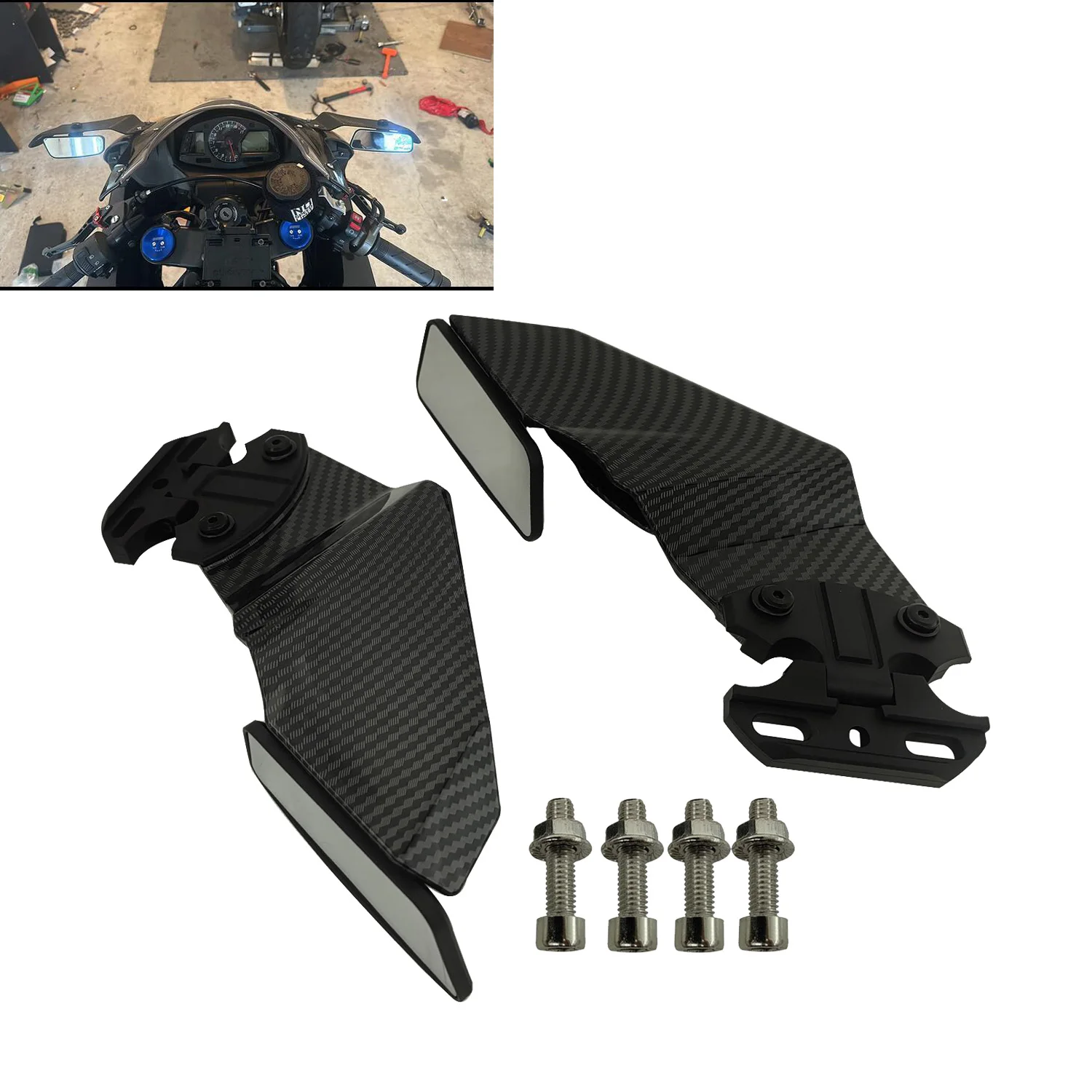 Carbon-Fiber-Style-Adjustable-Side-Wing-Spoiler-Fairing-With-Rear-View ...