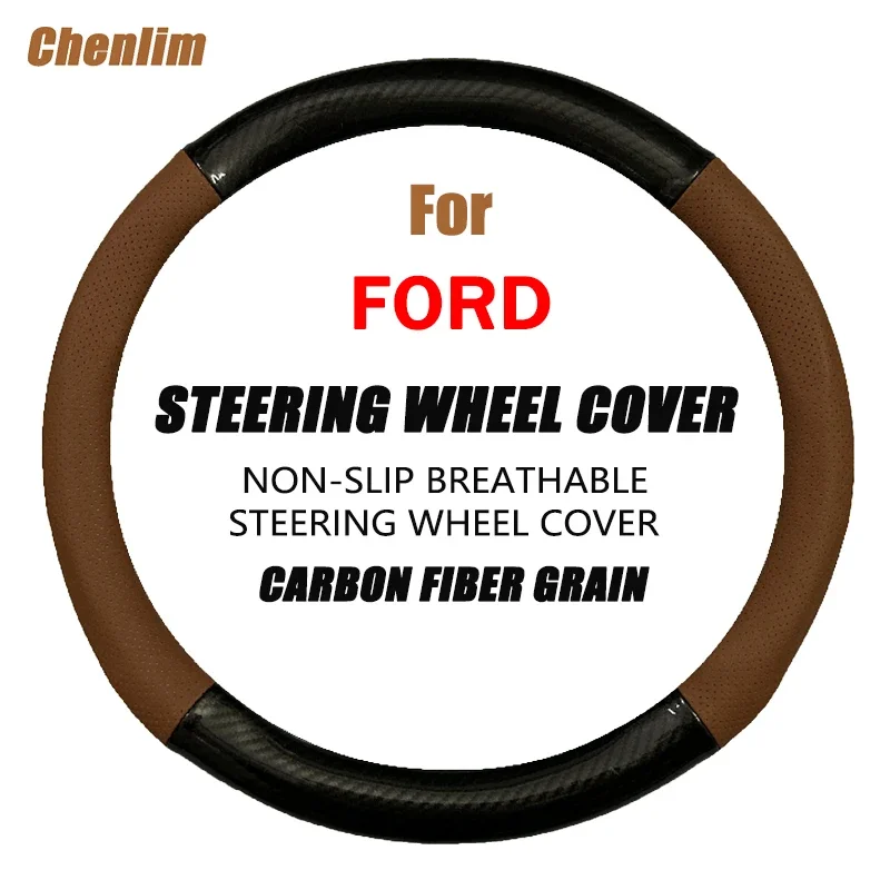 Suitable-37-38cm-Carbon-Fiber-Car-Steering-Wheel-Cover-Anti-Slip-PU ...