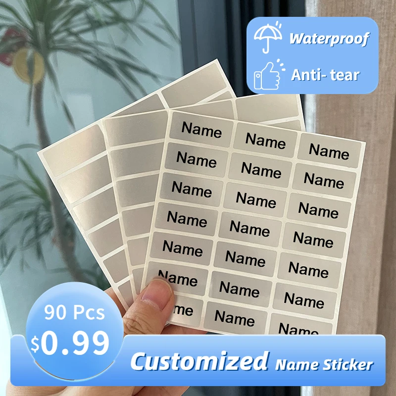 90pcs-Custom-Name-Stickers-Waterproof-Personal-Office-Supplies-Tags ...