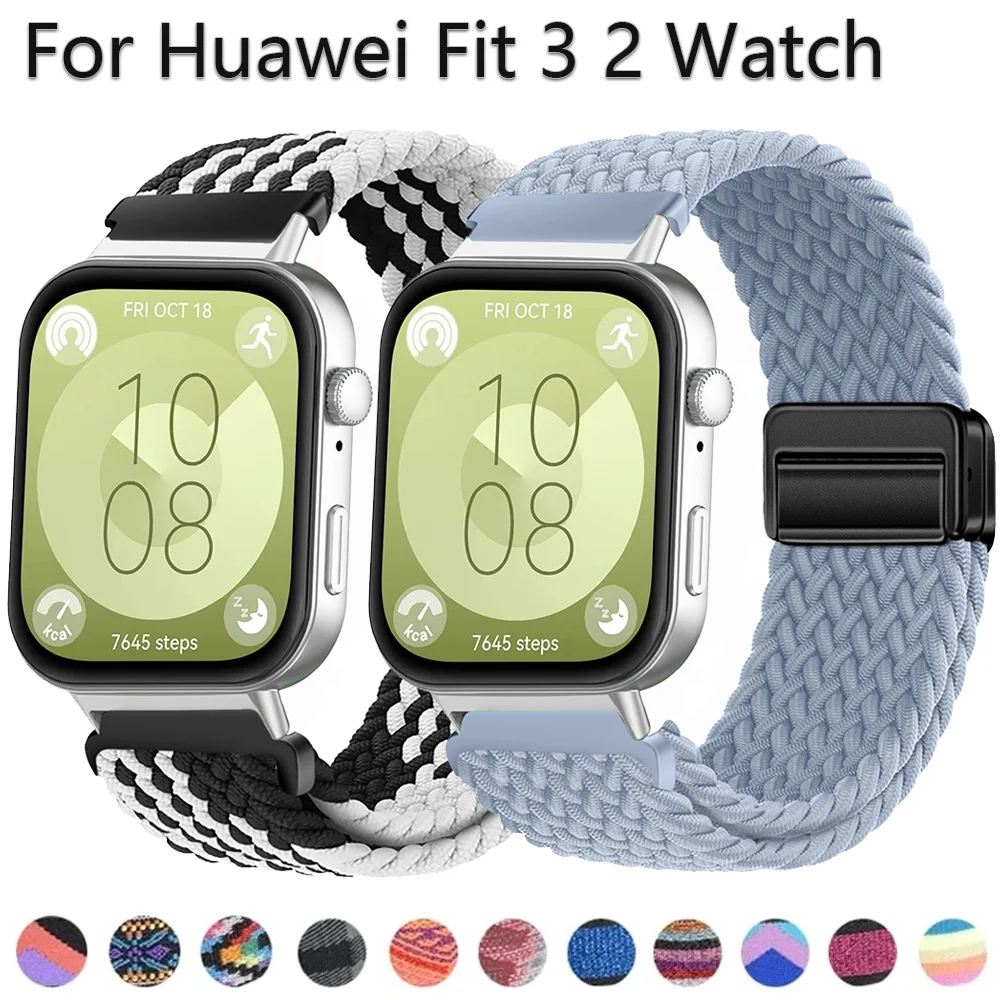 Nylon-Braided-Loop-Strap-for-Huawei-Watch-Fit-3-2-Magnetic-Adjustable ...