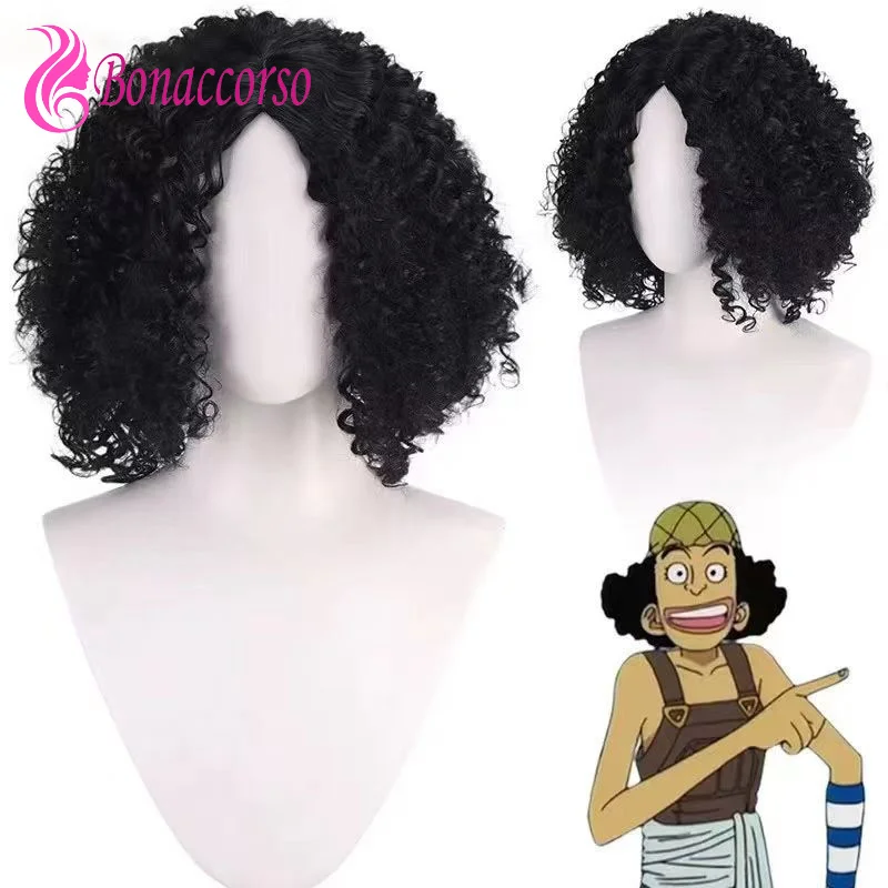 Onepiece Usopp Cosplay Wig Middle Part Synthetic Short Curly Wig Anime ...