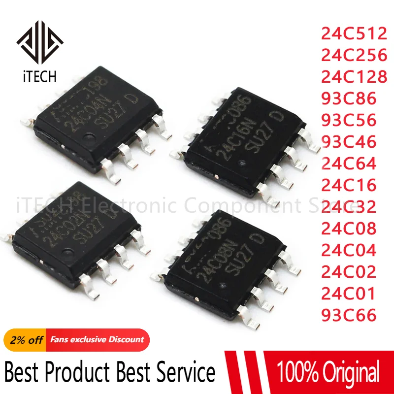 5 pçs/lote EM 24C01 SOP8 24C02 24C04 24C08 24C16 24C32 24C64 24C128 ...