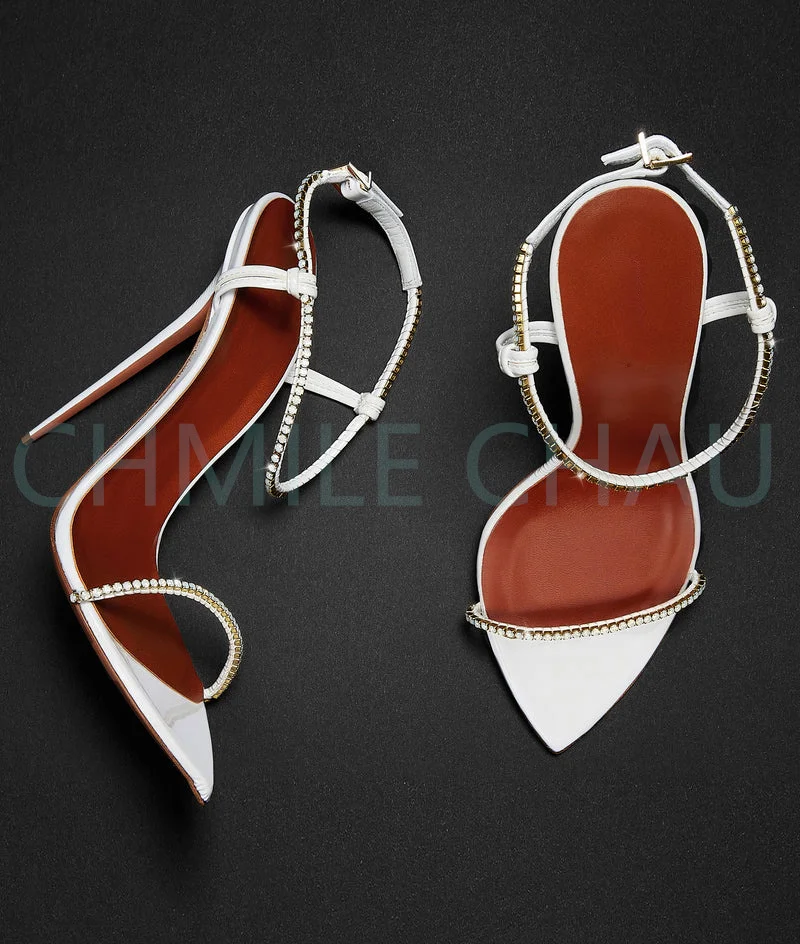 New In Crystals Rhinestone Luxury Designer Women Elegant Sandal ...