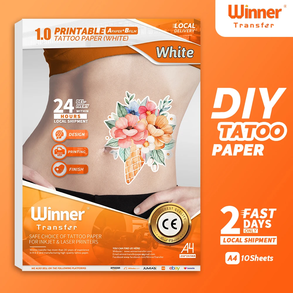Winner Transfer White Printable DIY Tattoo Transfer Paper For Inkjet Or 