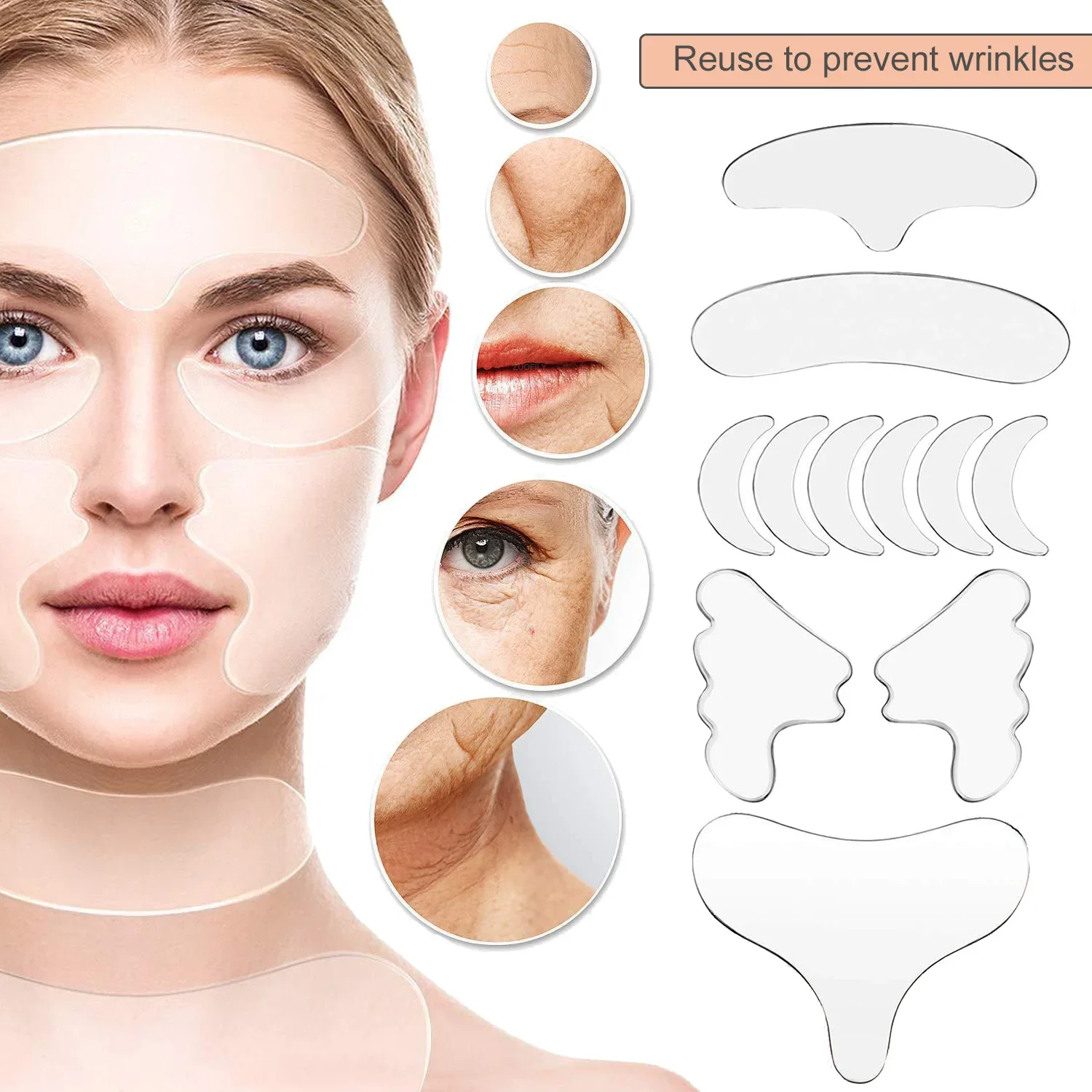 Silicone-Face-Anti-wrinkle-Stickers-Reusable-Eye-Forehead-Neck-Chest ...