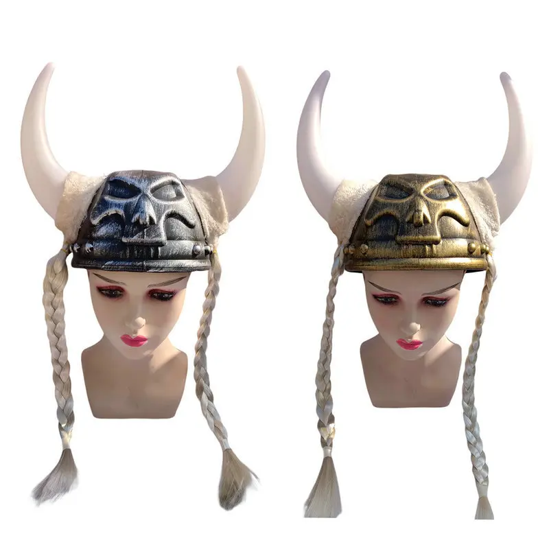Prom Party Hat Headwear Pirate Hat with Braid Round Top Skull Viking ...