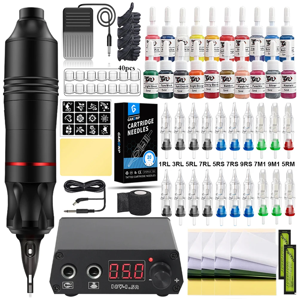 Complete-Rotary-Tattoo-Pen-Kit-Tattoo-Machine-Pen-Set-Power-Supply ...