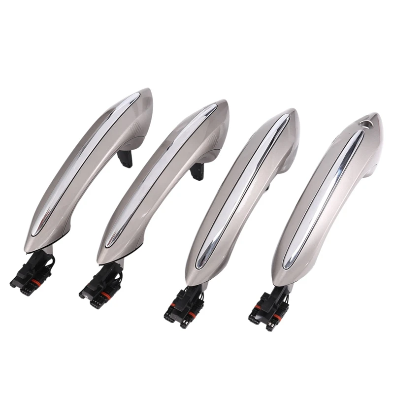 4PCS-Champagne-Outer-Exterior-Door-Handle-Set-With-Light-For-BMW-5-6-7 ...