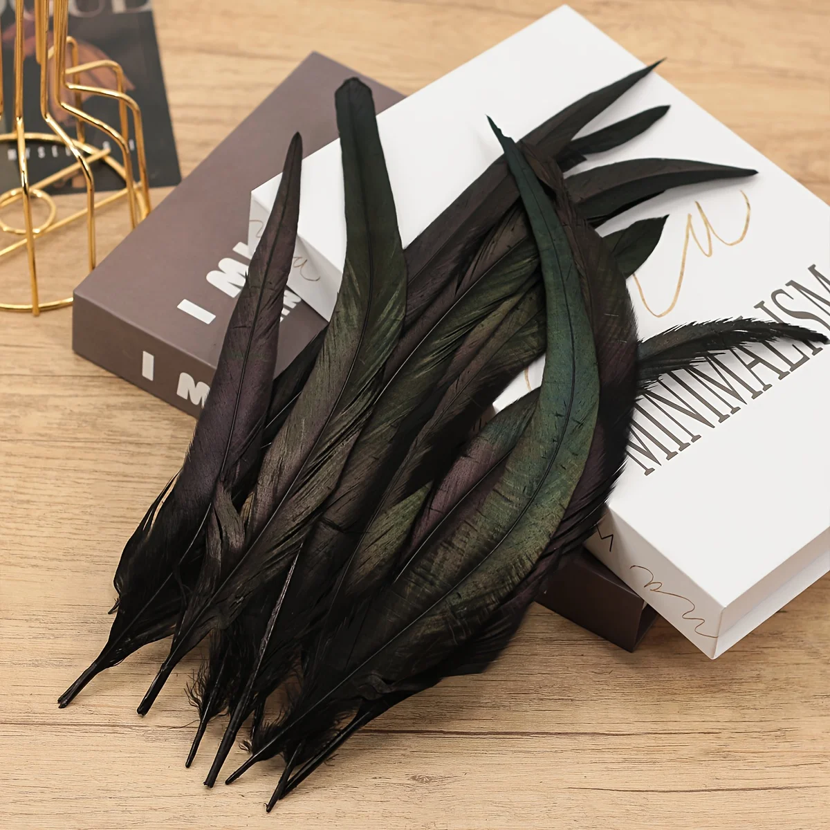 Pluma de gallo negra, 50 Uds., lote de plumas de cola de pollo para ...