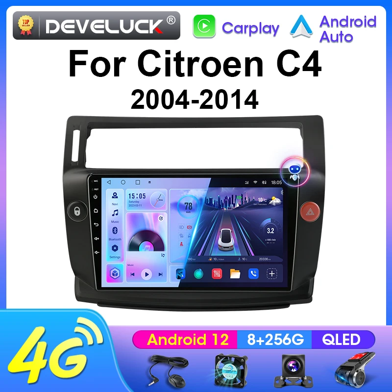 For-Citroen-C4-C-Triomphe-Quatre-2004-2014-2-Din-Android-12-Car-Stereo ...