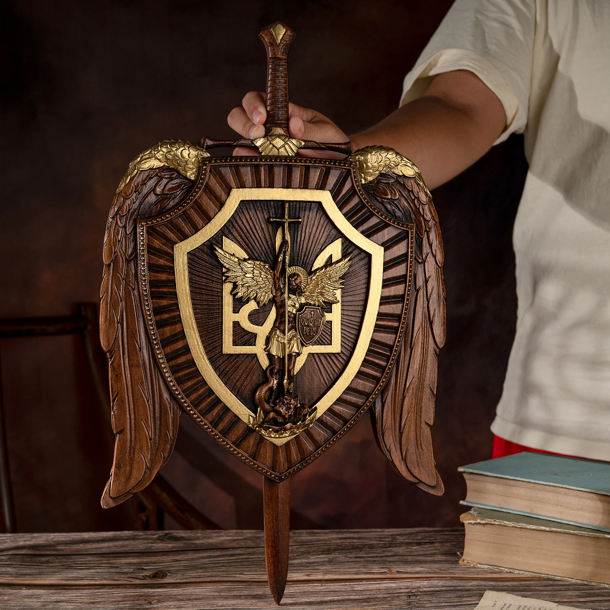 Holy-Sword-para-Jesus-Christ-Jesus-Shield-escultura-em-madeira-decora-o ...