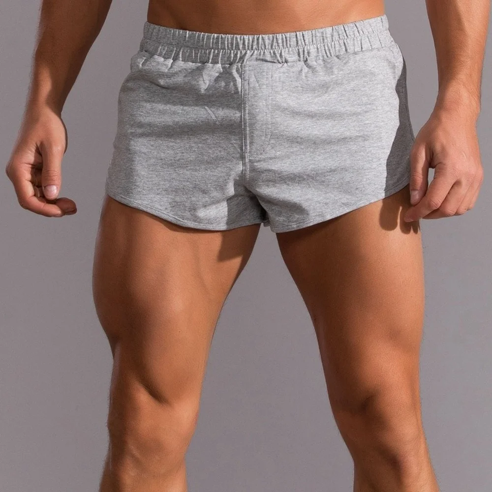 Grey Track Shorts Men Athletic Shorts Solid Color 3 Part Short Joggers ...