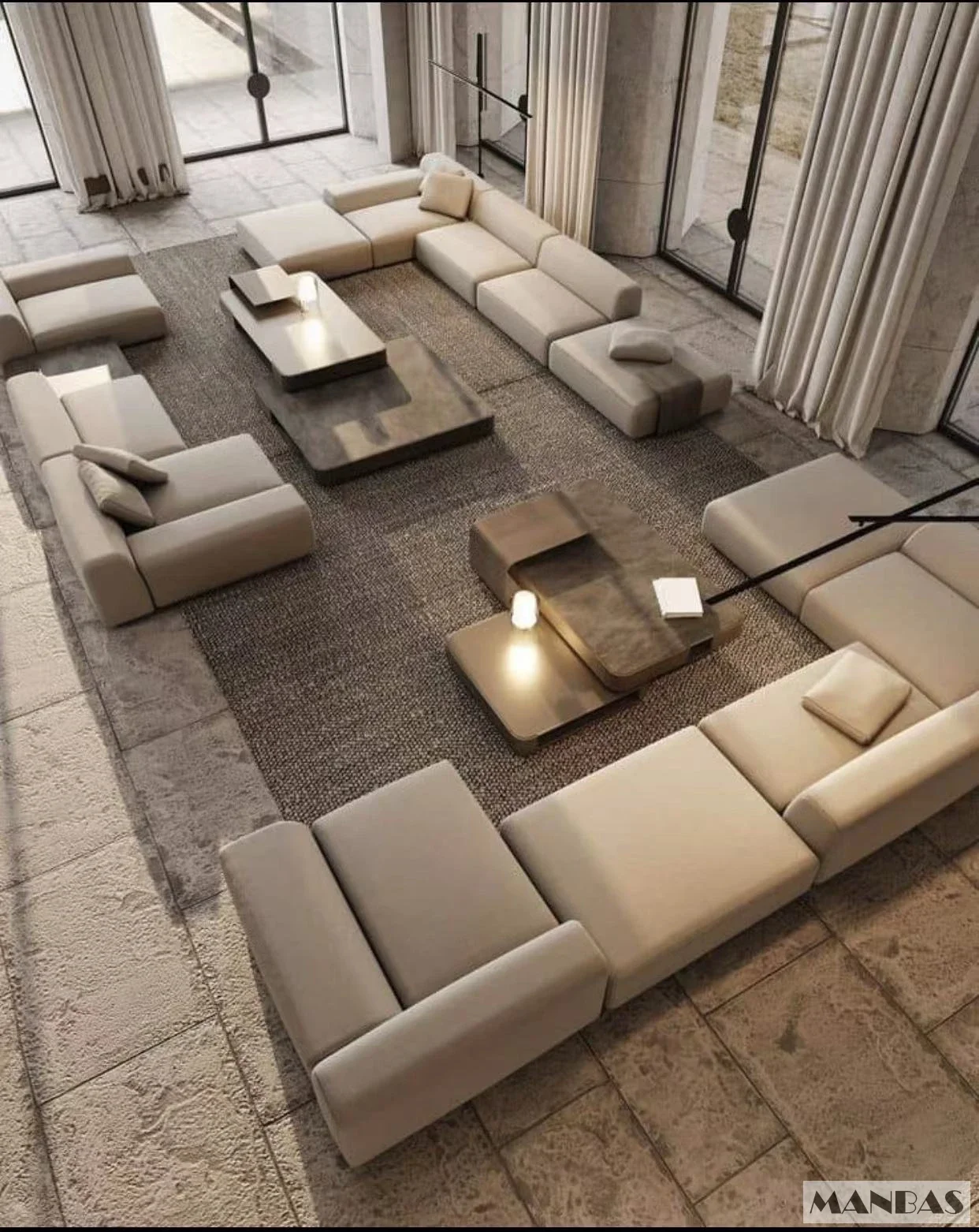 MANBAS Ghế sofa vải lớn cho phòng khách Khối đậu phụ Ghế dài bằng vải ...