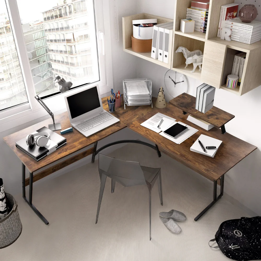 Writing-Desk-Modern-L-Shape-Computer-Desk-Brown-Study-Table-Standing ...