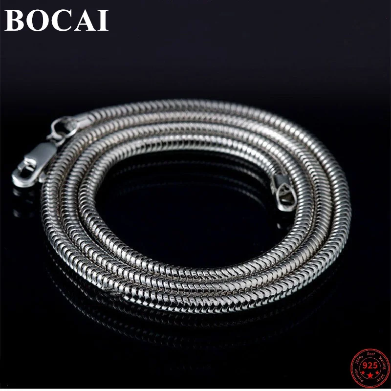 BOCAI S925 Colar de Prata Esterlina para Homens Mulheres Collarbone Cadeia Osso Cobra 2023 Novos ...