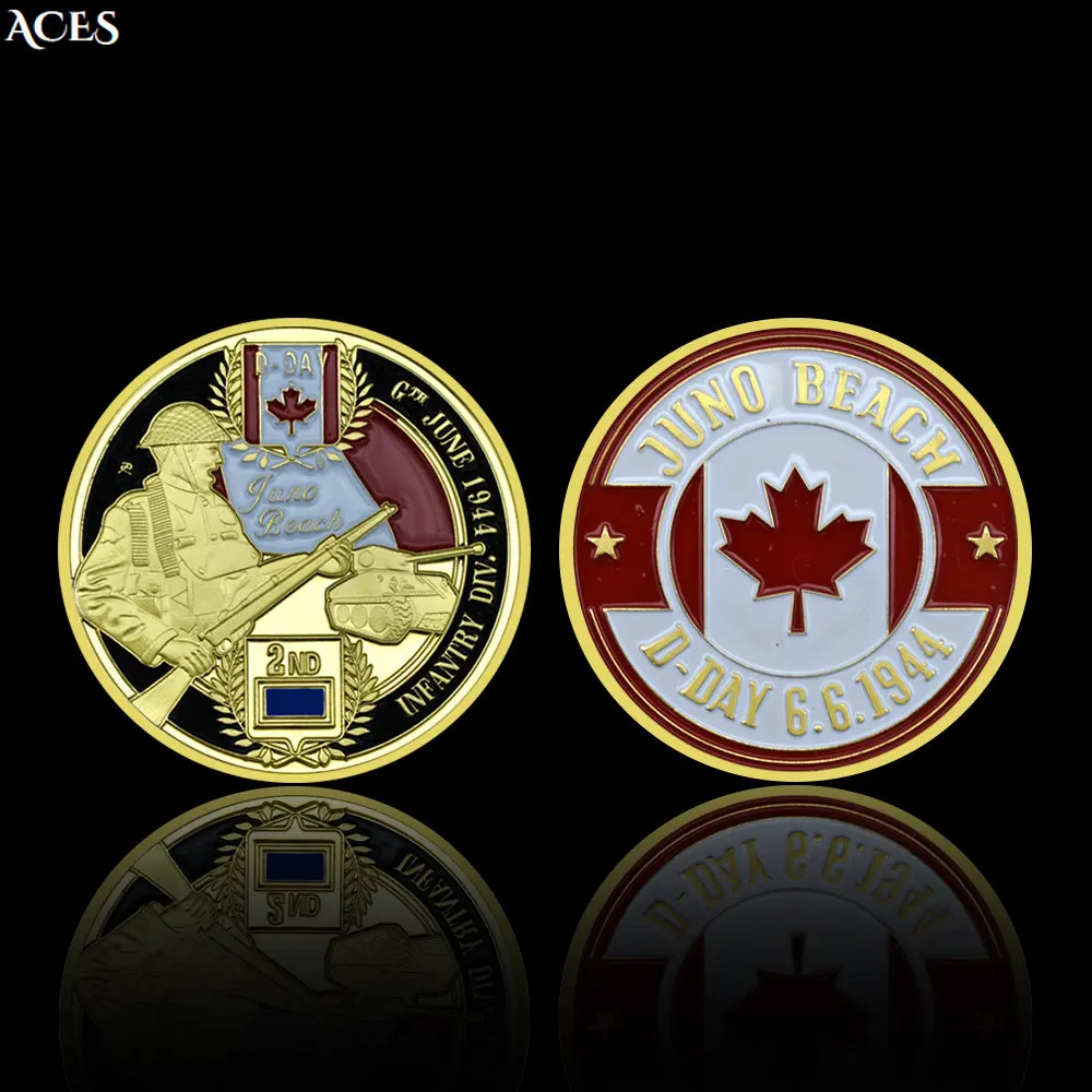 1944-6-6-D-Day-WWII-Challenge-Coin-Juno-Beach-of-Normandy-Gold ...