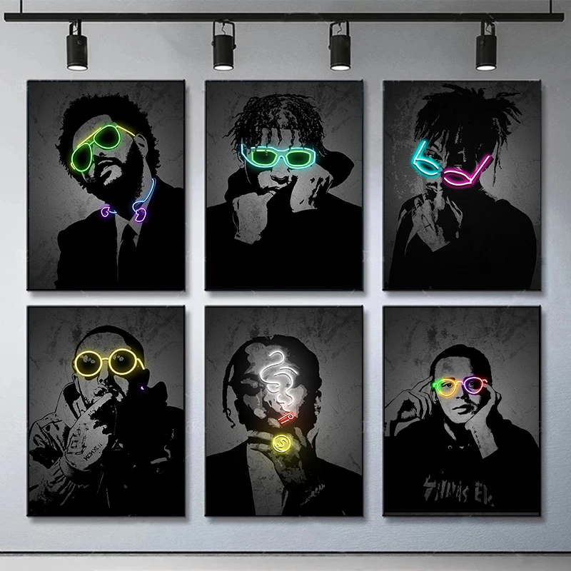 Modern-West-Coast-Rapper-Star-The-Weekend-Eminem-Neon-Graffiti-Poster ...