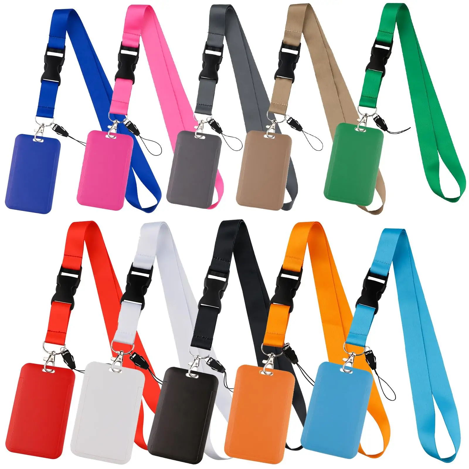 Fashion-Solid-Color-Credential-Holder-Black-Lanyards-for-Keys-White ...