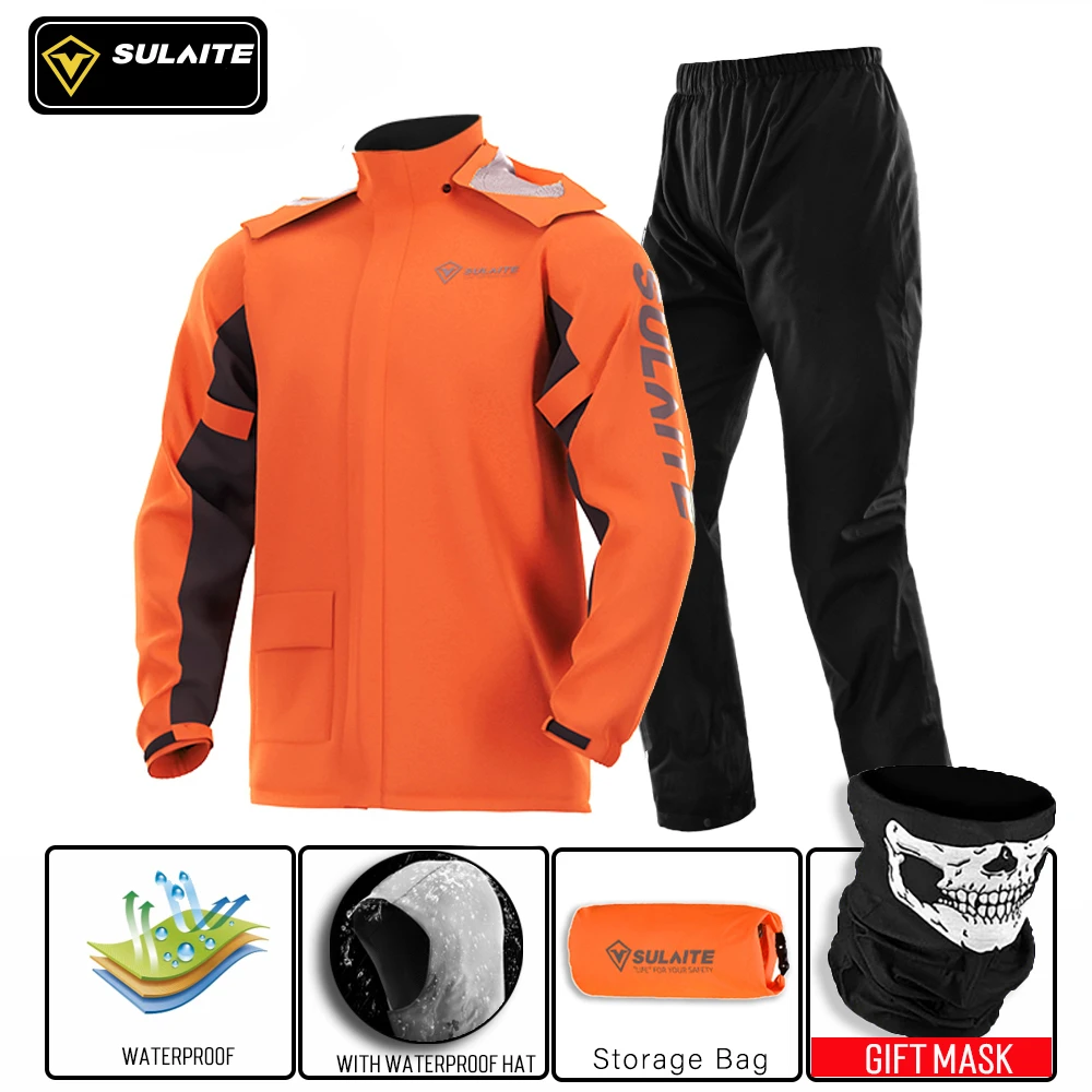 Sulaite Motorcycle Rainsuit Split Raincoat Waterproof Jacket Pants ...