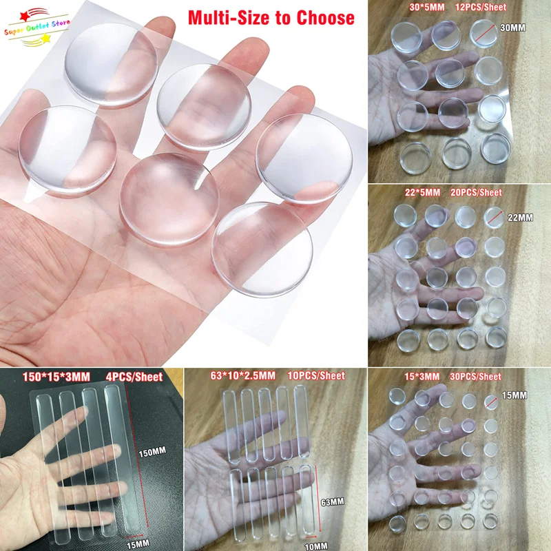 1 Sheet Clear Soft Silicone Door Stopper Bumper Mute Stickers Wall ...
